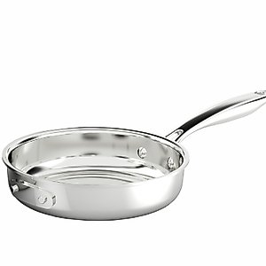 Nuwave Whole Body 3-Ply Stainless Steel Frying Pan Skillet 8", Premium 18/10, Even-Heating Tech&Heavy-Duty Construction