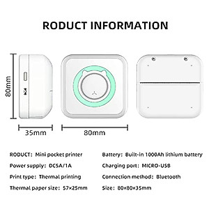 Instaproud - Portable Sticker Printer,Mini Printer Sticker Maker Pocket Thermal Printer,Mini C15 Pocket Thermal Printer,Wireless Bluetooth Photo Printer,for Photos Diaries Memos Study Notes (Blue)