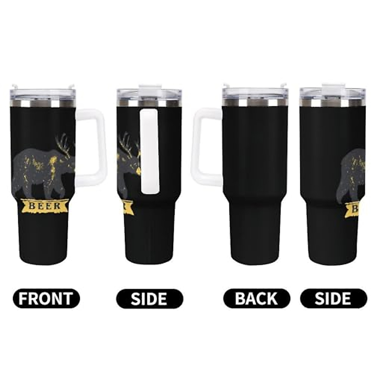 Camel Camouflage Tumbler with Handle Travel Mug Water Bottle Tea Coffee Cup White-style