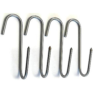 RiversEdge Products Stainless Meat Hooks, Smoker Hook, 7" Right Angle, 4 Pack