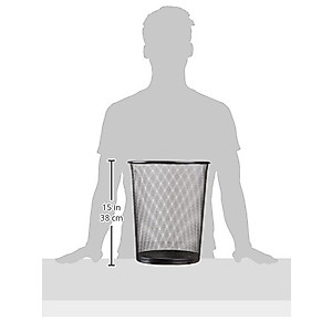 Rolodex Mesh Round Wastebasket, 11-1/2 Diameter x 14-1/4 H, Black (22351)