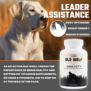 The Old Wolf Immunity (Pack Leader) 8 in 1 Multivitamins: Essential Dog Vitamins, Probiotics for Dogs to Improve Overall Health, Vitamin for Skin & Coat and Immune Health - Krill & CLA 80 Soft Gels