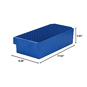 Akro-Mils 31188 AkroDrawer Stackable Plastic Storage Drawer Storage Bin, (17-5/8-Inch x 8-3/8-Inch x 4-5/8-Inch), Blue, (4-Pack)