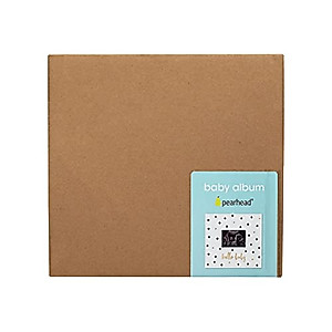 Pearhead Hello Baby Photo Album, Baby Book Keepsake for New and Expecting Parents, Gender-Neutral Baby Accessory, Holds 200 Photos, Black and Gold Polka Dot