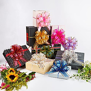 Pull Bows for Gifts Basket Christmas Wrapping Ribbons and Bow Large Bows for Cars A8-9pcs-Multi