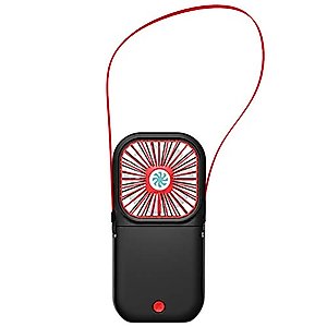 FRIDG USB Rechargeable Cooling Fan Portable Hanging Neck Mini Fan Power Bank Black