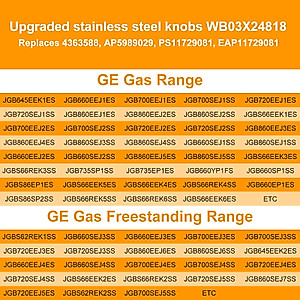 WB03X24818 Stainless Steel Knobs - Compatible with GE Stove Knob Replacements - Gas Range Burner Control Knob Replace 4363588, AP5989029, PS11729081, EAP11729081 (Pack of 5,Not Universal)
