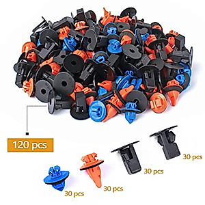 120Pcs Fender Flare Clips, Xislet Retainer Fastener Rivets for Bumper Fender Liner 90189-06065 Compatible with Toyota 4Runner Tacoma RAV4 Replace 75495-35010 75397-35010 90189-06013