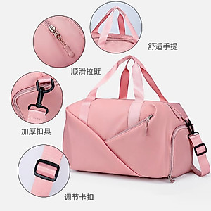 Sports bag, leisure bag, fitness bag, travel bag Womens Sports Gym Bag Backpack Travel Duffle Bag with Wet Pocket Shoes Compartment, Overnight Bag Foldable Pink outdoor (pink)