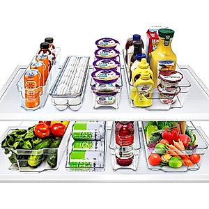 Sorbus Fridge Bins and Freezer Bins Refrigerator Organizer Stackable Food Storage Containers BPA-Free Drawer Organizers for Refrigerator Freezer and Pantry (Pack of 8)