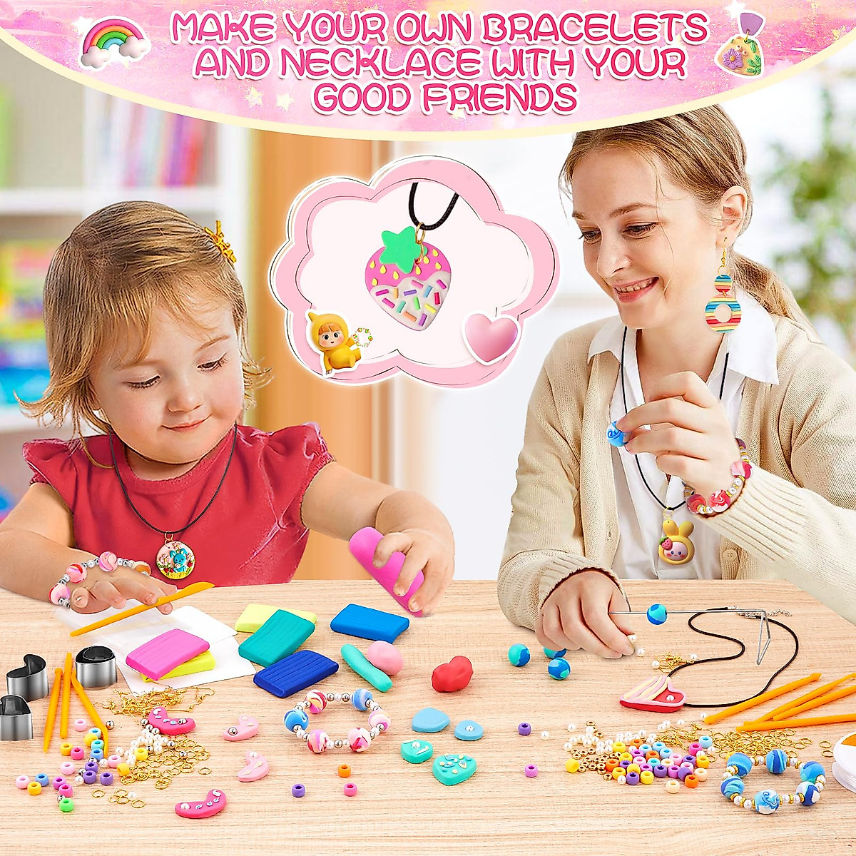 CGBOOM 527Pcs Polymer Clay Earring Making Kits,3 in 1 Clay Earring and Bracelet Making Kit, Jewelry Making Tools for Adults and Kids, Present for Girls,Teens and Adults
