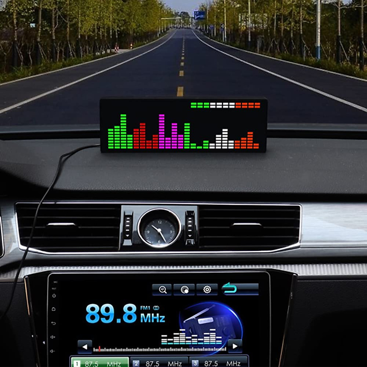 Led Music Spectrum Display,Voice-Activated Pickup Music Rhythm Lights,1624RGB Pickup With 12 Display Modes, 7 Color Modes, Creative Colorful LED Ambient Light black Spectrum voice + wire control