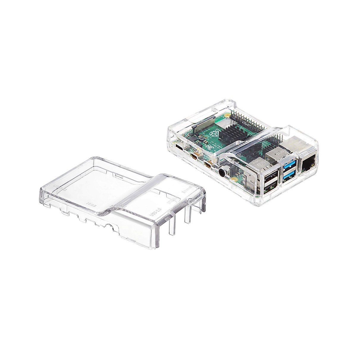 Vilros Clear Transparent Slim Compact Case for Raspberry Pi 4-Includes Sealed and Open Cover Options