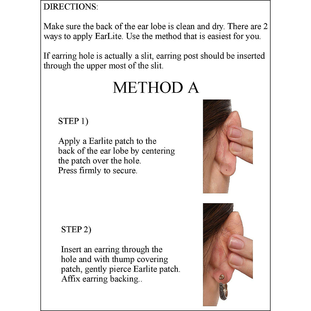 EarLite 240 (60 Ea X 4 Packs) Invisible Earring Ear Support Waterproof Patches in ZipLock Pouch - Made in USA