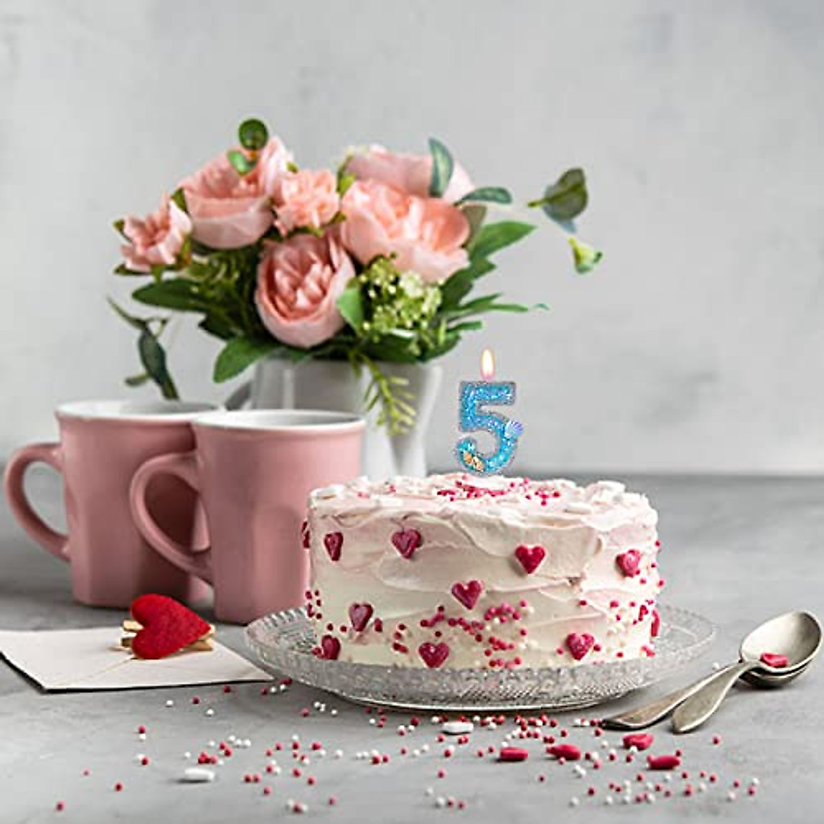 NKADKNS Birthday Candles, Number Candles (0-9) That Can Be Used in Combination. with Decorations Like Sea Shells, Conch, Pearls and More, Supplies for Anniversaries and Other Celebrations (5)