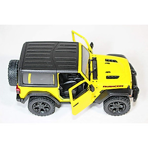 KiNSMART 2018 Jeep Wrangler Rudicon Hard Top Yellow 5" 1:34 Scale Die Cast Metal Model Toy w/ Pullback Action