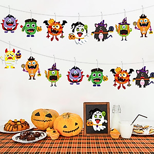 WATINC 123pcs Halloween Monster Crafts Kits for Kids, Halloween Hanging Ornaments DIY Make Your Own Monster Set Art, Halloween Handcraft Home Classroom Game Activities Party Favors Tree Decoration