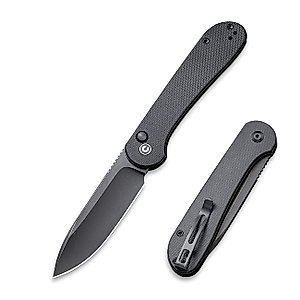 CIVIVI Pocket Folding Knife with 3.47" 14C28N Blade G10 Handle, Button Lock Elementum Knife for EDC C2103A (Black)
