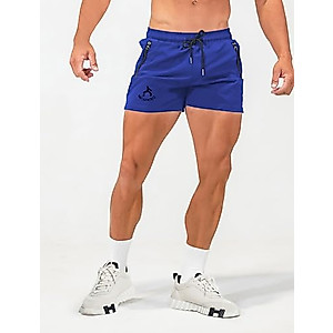 MAIKANONG Mens Workout Gym Shorts Quick Dry Running Shorts with Liner Training Athletic Shorts with Zipper Pockets Navy
