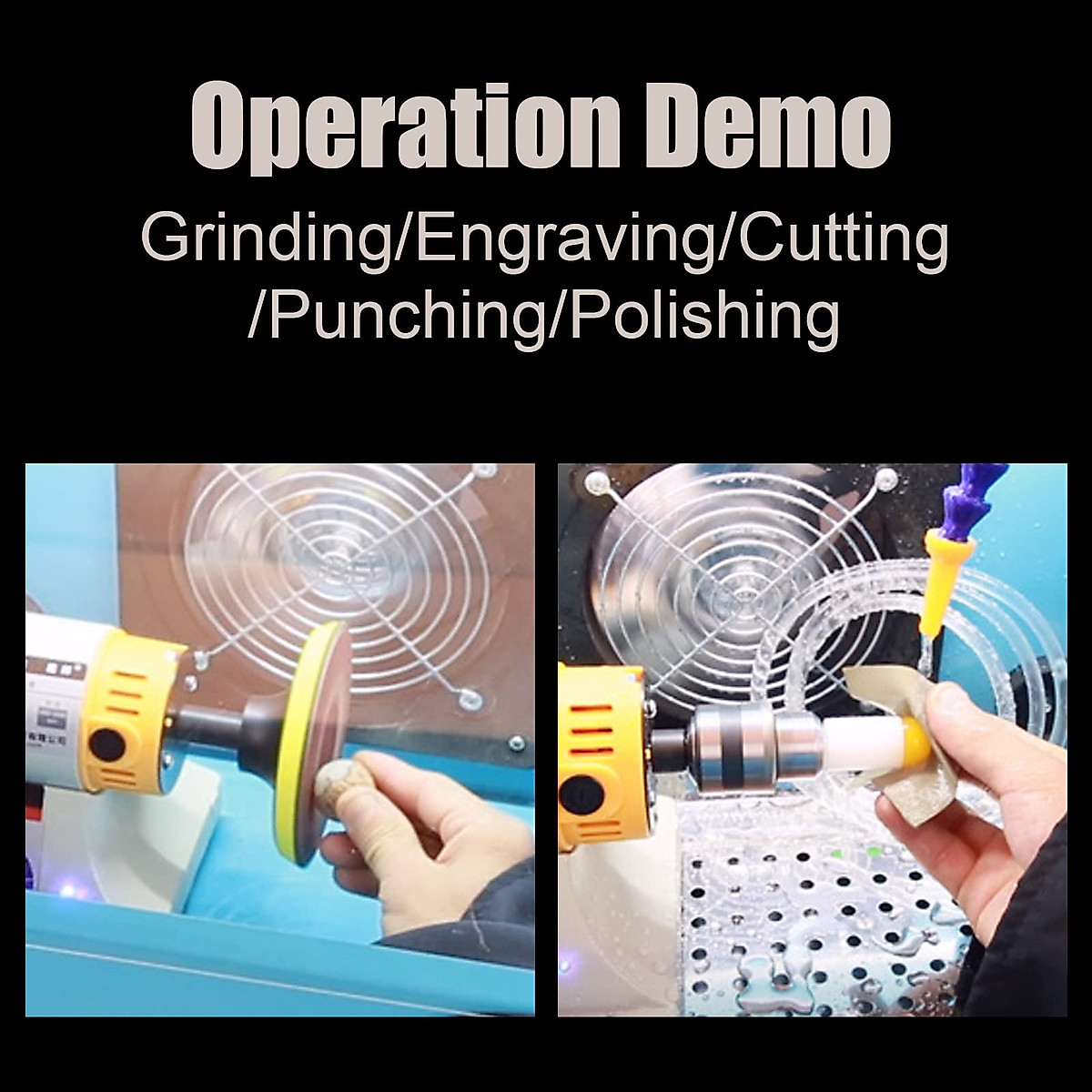 TBVECHI Fully Enclosed Electric Grinding Table Polisher, Transparent Dust Box Acrylic Cover with Led Light and Blower for Polishing Machine (2 Hole)