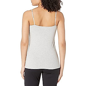 Amazon Essentials Women's Slim-Fit Camisole (Available in Plus Size), Pack of 4, Black/Charcoal Heather/Light Grey Heather/White, Large
