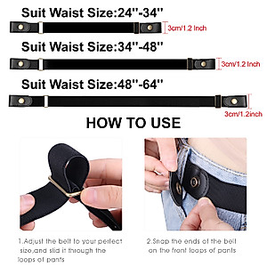 SUOSDEY Women Belt Black No Buckle Stretch Belt for Jeans Dress Pants,Invisible Belts for Women Plus Size
