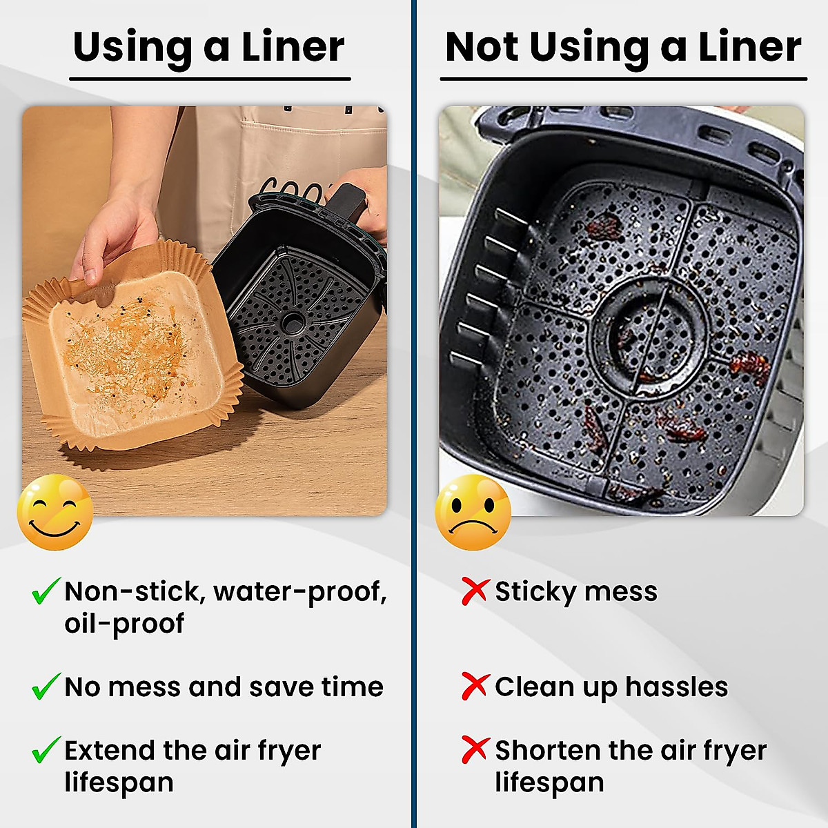 Culimart Premium Air Fryer Liners Disposable Paper Square 100 PCS Non-Stick Airfryer Parchment Sheets, Oil-Proof, Waterproof,fits 5 6 7 8 9 QT Basket Accessories Microwave Oven Liners