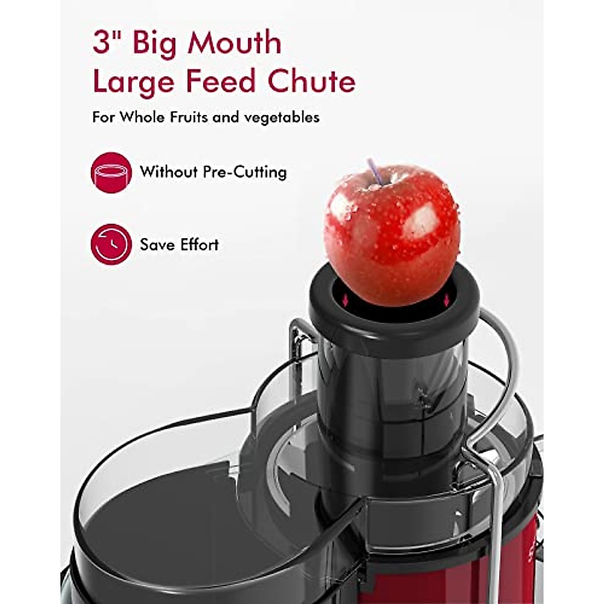 Juicer Machines, SIFENE 500W Big Mouth Centrifugal Juicer, Juice Maker Extractor for Vegetable and Fruit with 3-Speed Setting, Easy to Clean (Red)
