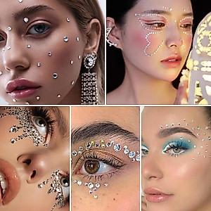 8 Sheets 4100 PCS White Pearl Rhinestone Stickers,3D Self Adhesive Face Gems Stick on Hair Eyes Face Body Makeup Flat Pearl Eyeshadow Sticker Tattoo Gem Women Nail Art Decoration DIY Craft Rhinestones