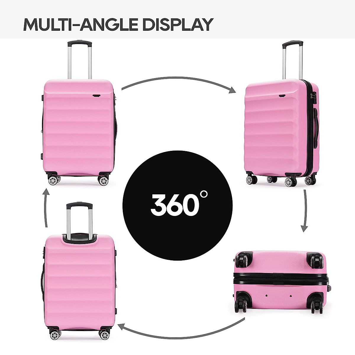GinzaTravel 2 Piece Anti-Scratch ABS Luggage Set with TSA Lock - 20 inch and 28 inch Lightweight Spinner Suitcases, Expandable, and in Hot Pink