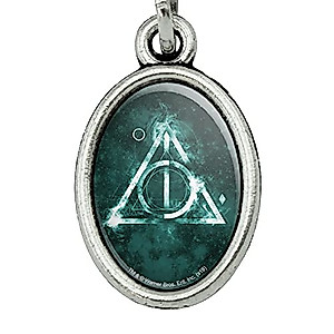 Harry Potter Deathly Hallows Logo Metal Bookmark Page Marker with Oval Charm