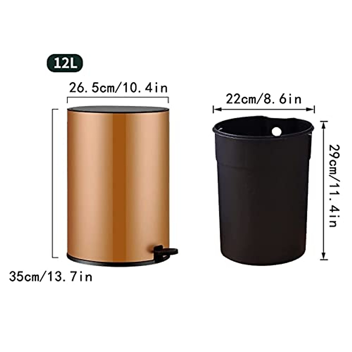 HALAHAI Trash Can Trash Bin Step Trash Can Wastebasket Garbage Container Bin Removable Liner Bucket Step Trash Bin Living Room Garbage Bin (Color : White, Size : 26.5 * 35cm)