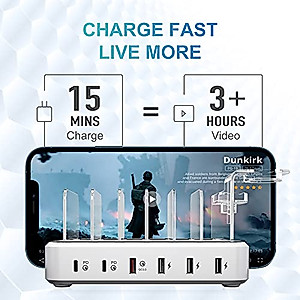 Charging Station - USB C Charger Station, 84W/12A Charging Station for Multiple Devices, Upgraded QC3.0 & PD 6 Ports Charging Dock,Fast Charging Station for Apple iOS/Android iPhone iPad Phone Tablets