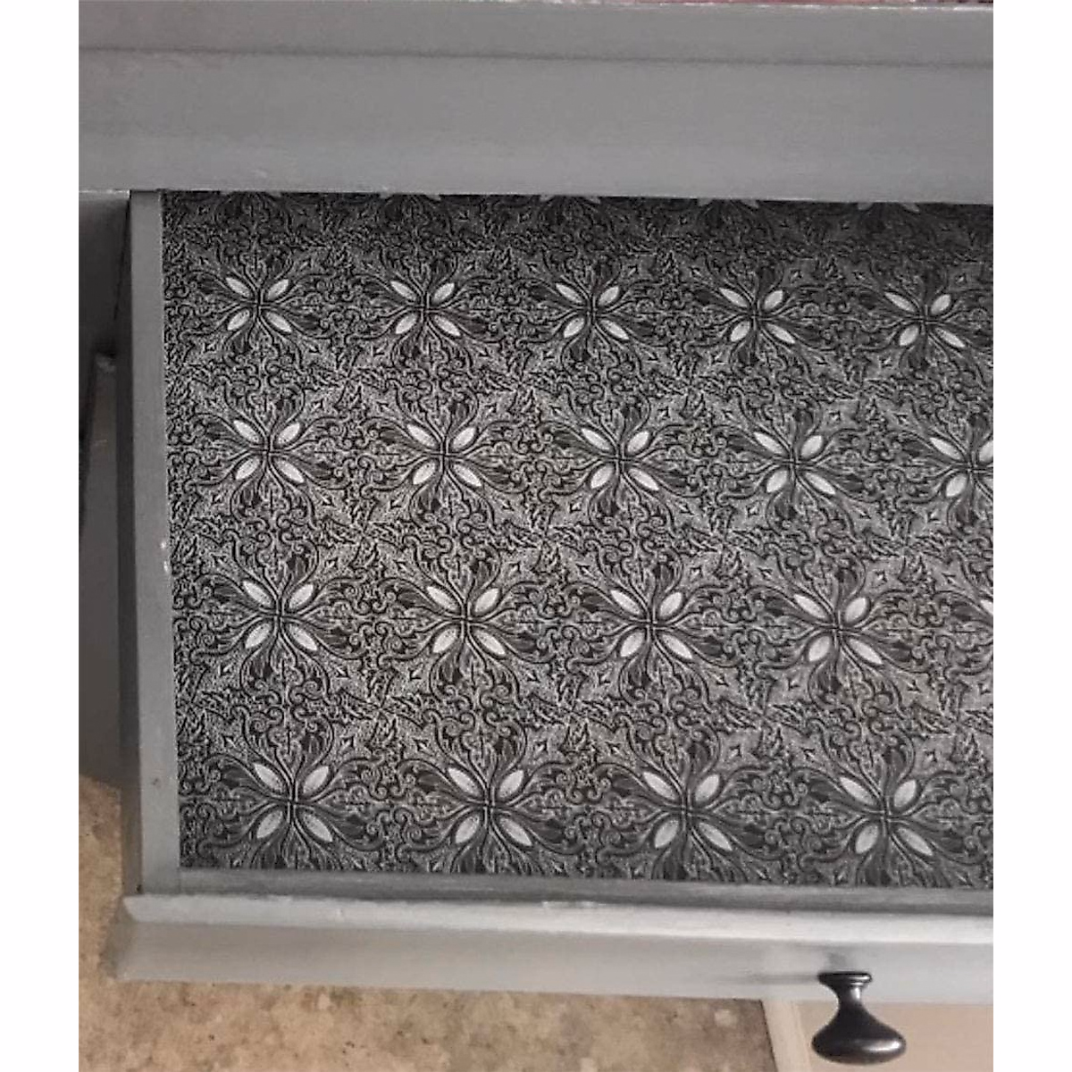 HDsticker Self Adhesive Vinyl Elegant Floral Drawer Liner Shelf Liner Contact Paper for Cabinets Dresser Drawer Walls Furniture Decal Removable 17.7X117 Inches, Dark Green