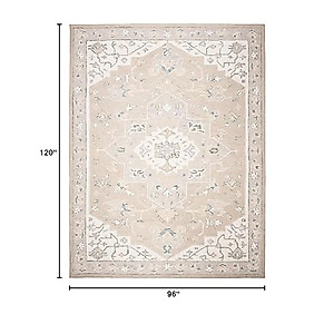 SAFAVIEH Micro-Loop Collection Area Rug - 8' x 10', Light Grey & Ivory, Handmade Medallion Wool, Ideal for High Traffic Areas in Living Room, Bedroom (MLP505F)