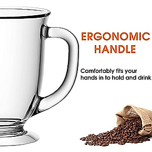 Mfacoy Glass Coffee Mugs Set of 4, Clear Large Coffee Mug 15 Oz With Handles for Hot Beverages, Clear Mugs for Tea, Cappuccino, Latte, Espresso Coffee, Juice, Glass Coffee Cups