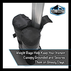 King Canopy Weight Bags for Instant Pop Up Canopy, Shelter, Sand Bags, Leg Weight, Patio, 4 Pack, Black, INAWB400
