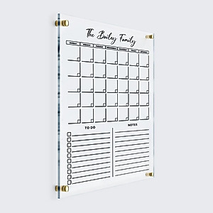 Acrylic Family Planner Wall Calendar - Personalized Calendar 2024, Personalized Dry Erase Board, Dry Erase Calendar, Monthly and Weekly Calendar