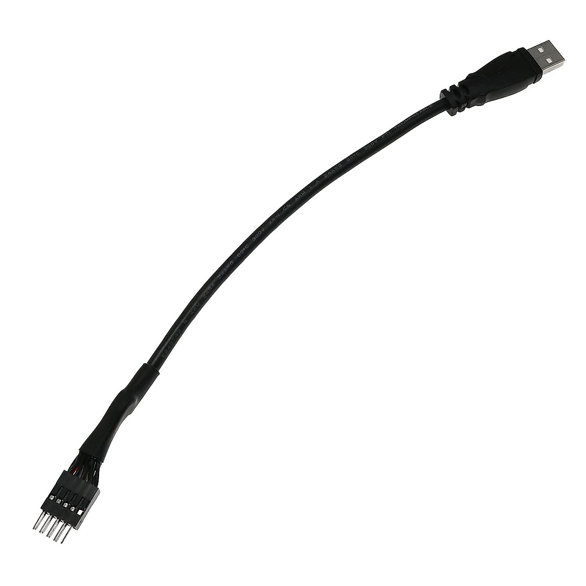 BAIRONG Black 9-Pin USB IDC Male Header to Single USB 2.0 Type A Male Cable 7.8 Inches