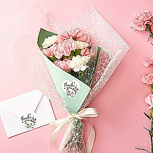 BILU Thank You Business Stickers,Valentine's Day Stickers Round Floral Thank You Sticker Adhesive Labels Roll for Boutiques,Weddings,Bags,Boxes,Envelope Seal Supplies Decorative