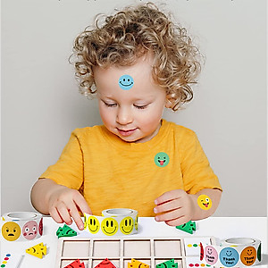 Agwut 2000 Pieces Happy Smile Stickers for Kids,Smile Face Circle Dots Stick Labels,Thank You Sticker, Reward Stickers Supplies for Teachers and Mothers (4 Rolls)