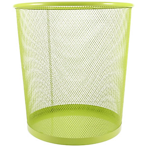 Ciieeo Green Mesh Trash Cans Mesh Office Trash Can Open Top Metal Wire Wastebaskets Waste Basket for Near Desk Garbage Can Recycling Garbage Container Bin 26.5x28cm