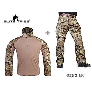 Elite Tribe Airsoft bdu Tactical Uniform Combat Gen3 Suit Shirt Pants (Multicam, Medium)