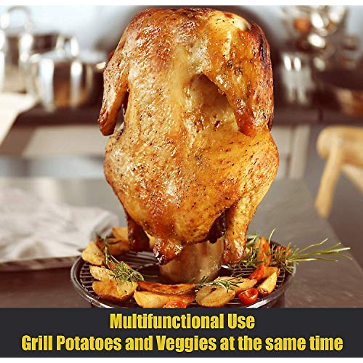 2 Packs Beer Can Chicken Holder for Grill Oven Smoker - Chicken Throne Whole Chicken Roaster With Canister for Crispy Skin And Moist Juicy Meat - Easy To Use And Clean Beer Chicken Stand for Grill