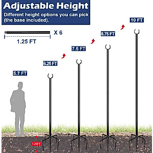 Eazielife 10FT String Light Pole for Outdoor, Heavy Duty Metal Lighting Stand Pole for Garden Lawn Backyard Patio Holiday Wedding Party Decorations (1 Pack)