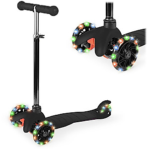 Best Choice Products Kids Mini Kick Scooter Toy w/ Light-Up Wheels, Height Adjustable T-Bar, Foot Break - Black