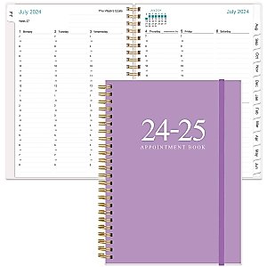 2024-2025 Appointment Book & Planner - A5 2024-25 Daily Hourly Planner from July 2024 - June 2025, Weekly Appointment Book with 30-Minute Interval, Medium 6.4" x 8.5", Purple