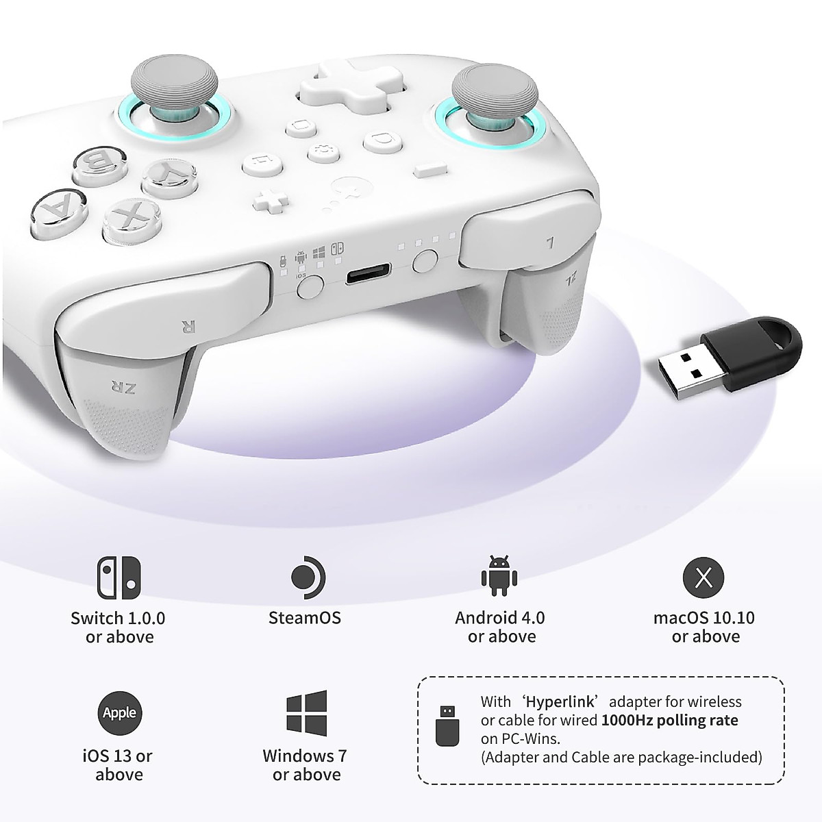 AKNES Gulikit KK3 MAX Controller, Hall Joysticks&Triggers Controller for Switch/Android/iOS/Steam Deck, 4 Back Buttons,Maglev/Rotor/HD Vibration,Wired/Wireless with 1000Hz Polling Rate for Wins-Black