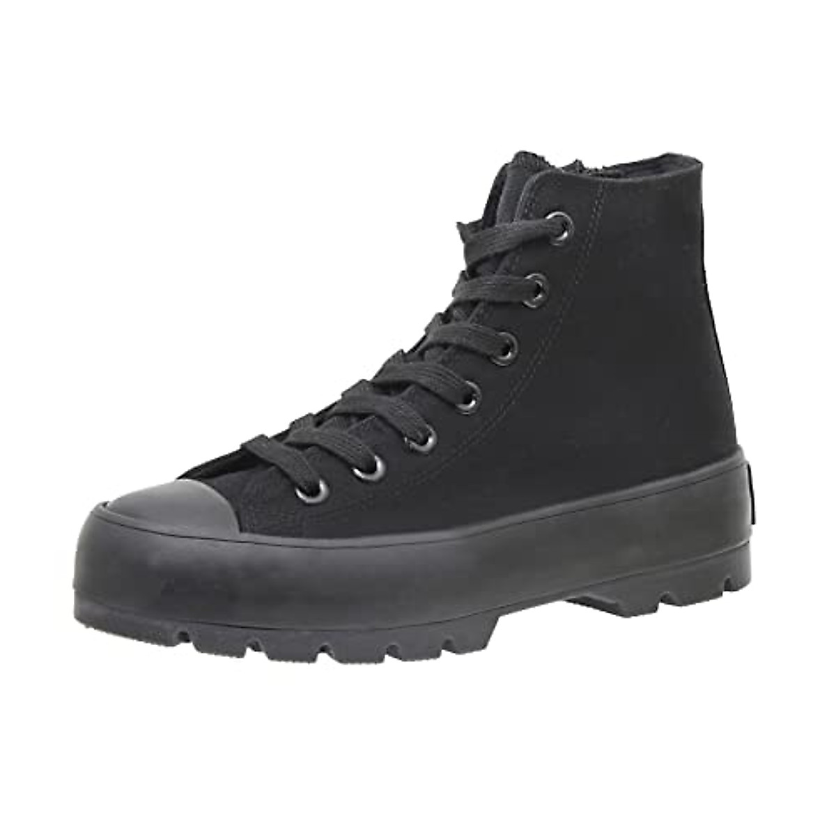 CUSHIONAIRE Women's Vespa high top Canvas Sneaker +Memory Foam and Side Zipper, Black/Black 7.5