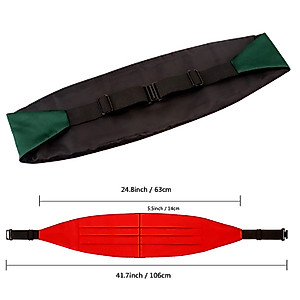 Alizeal Mens Prom Bow Tie, Handkerchief and Cummerbund Set (Solid Dark Green)